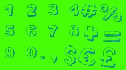 Numbers - Green Screen - outline blue | Stock Video | Pond5