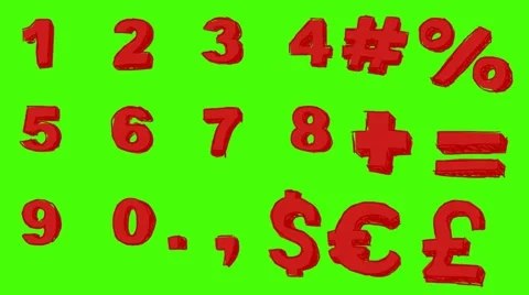 Numbers - Green Screen - red | Stock Video | Pond5