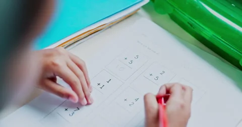 Numbers, paper and child is counting on ... | Stock Video | Pond5