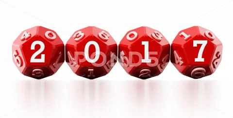 Numbers on the pentagon object pointing 2017. 3D illustration ~ Clip ...