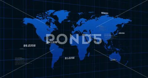 Numbers rising against world map in background: Royalty Free #221445654