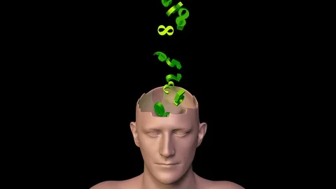 Numbers rising from male head. Spinning... | Stock Video | Pond5