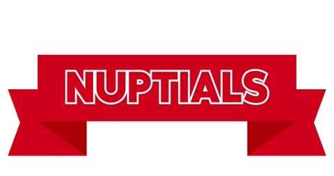 Nuptials word on red banner ribbon | Stock Video | Pond5