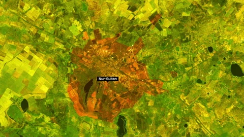 Nur-Sultan capital of Kazakhstan - Map z... | Stock Video | Pond5