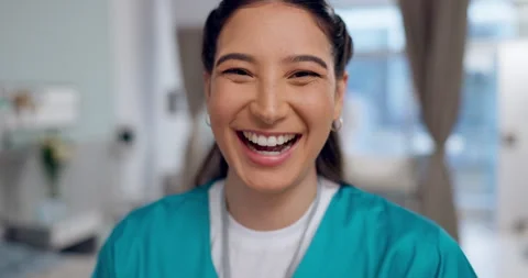 Nurse, face and woman in healthcare, lau... | Stock Video | Pond5