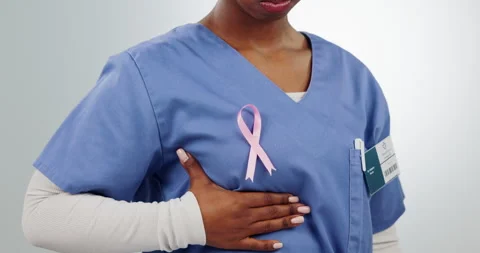 Nurse, pink ribbon for breast cancer awa... | Stock Video | Pond5