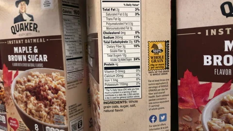 Nutritional Label of Food Products on Su... | Stock Video | Pond5