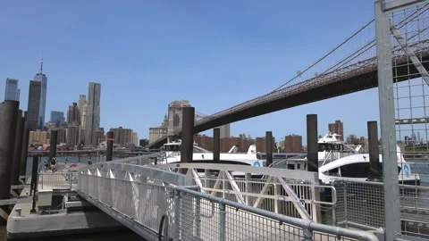 NYC Ferry at the Fulton Ferry Landing in... | Stock Video | Pond5