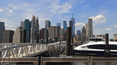 NYC Ferry at the Fulton Ferry Landing in... | Stock Video | Pond5