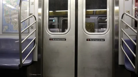 NYC Subway car inside. Moving train in N... | Stock Video | Pond5