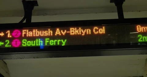 NYC Subway next Train sign at Subway Sta... | Stock Video | Pond5