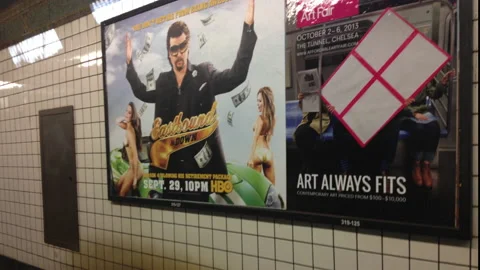NYC Subway Print Billboard Ads For The H... | Stock Video | Pond5