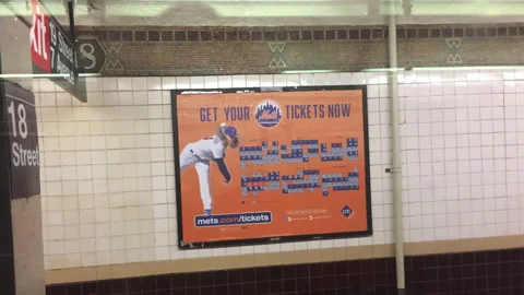 NYC Subway Print Billboard Ads For The N... | Stock Video | Pond5