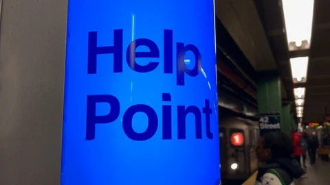 NYC_Subway. Digital Help Point. Train en... | Stock Video | Pond5