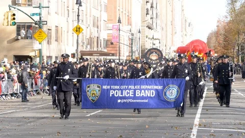 NYPD Police Band in Macy's Thanksgiving ... | Stock Video | Pond5