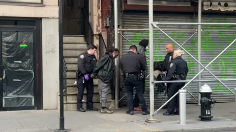 NYPD police officers making arrest of tw... | Stock Video | Pond5