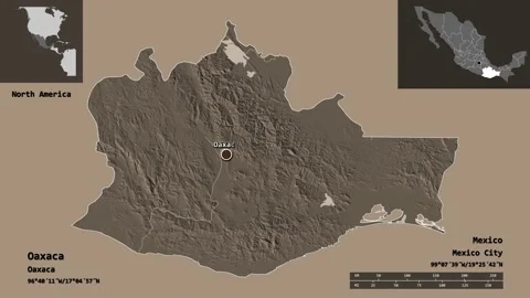 Oaxaca location. Mexico. Administrative ... | Stock Video | Pond5