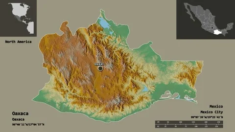 Oaxaca location. Mexico. Relief map | Stock Video | Pond5