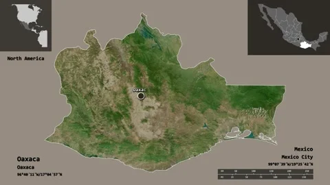 Oaxaca location. Mexico. Satellite map | Stock Video | Pond5