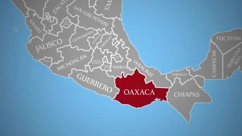 Oaxaca State Highlighted on 2D Map of Me... | Stock Video | Pond5