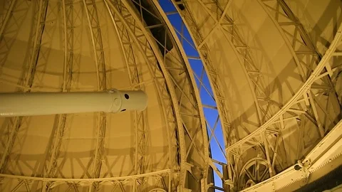 Observatory interior modern closing roof... | Stock Video | Pond5
