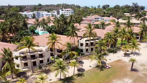 Ocean Bay Hotel aerial view near the sea... | Stock Video | Pond5