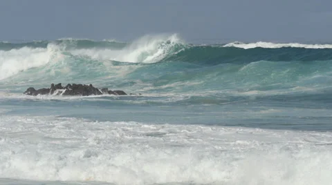 Ocean big wave crushing high tide stormy... | Stock Video | Pond5
