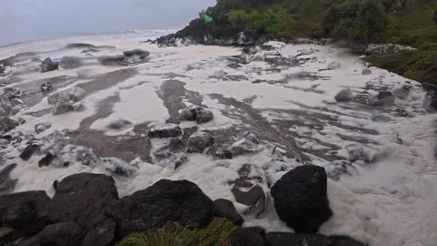 Ocean Foam At The Beach In Snapper Rocks... | Stock Video | Pond5