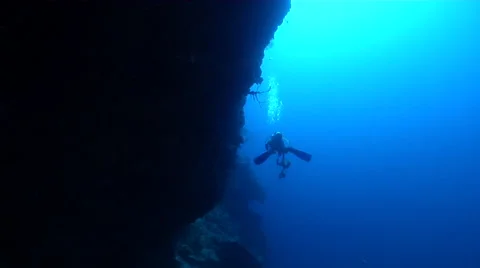 Ocean scenery on deep water wall and cav... | Stock Video | Pond5