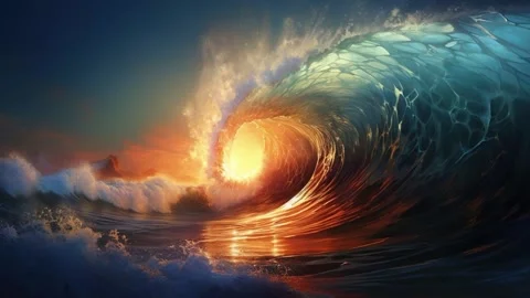 Ocean wave animated on sunset. Looping a... | Stock Video | Pond5