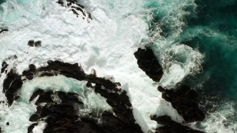 Ocean Waves Pico island Azores 4k drone ... | Stock Video | Pond5
