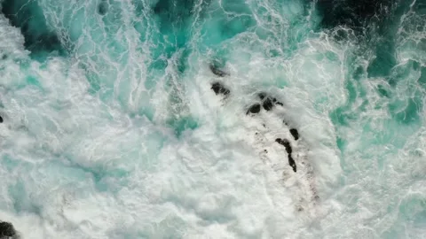 Ocean Waves Pico island Azores 4k drone ... | Stock Video | Pond5