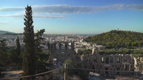 Odeon of Herodes Atticus with Athens in ... | Stock Video | Pond5