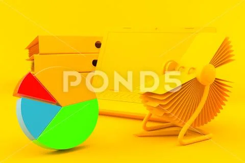 Office background with pie chart Illustration #130252668