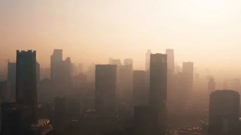 Office building with dense air pollution... | Stock Video | Pond5