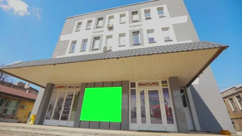 An office building with a green screen a... | Stock Video | Pond5