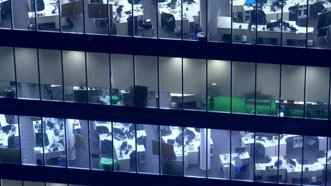 Office building at night with luminous w... | Stock Video | Pond5