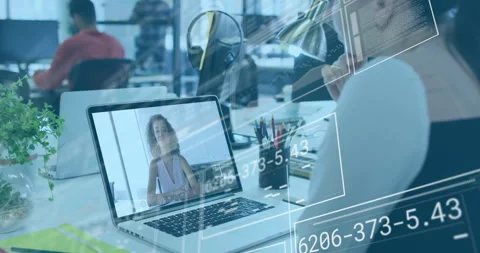 Office colleague clicking laptop keys an... | Stock Video | Pond5