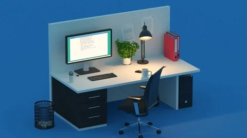 Office Cubicle Time Lapse. Night | Stock Video | Pond5