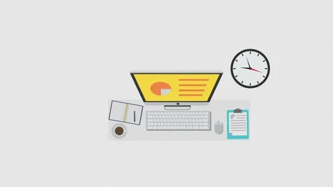 office desk top view animation loop moti... | Stock Video | Pond5