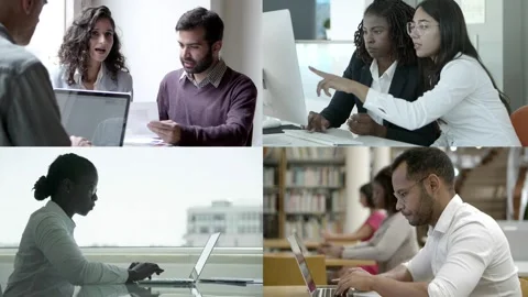 Office employees working at computers si... | Stock Video | Pond5