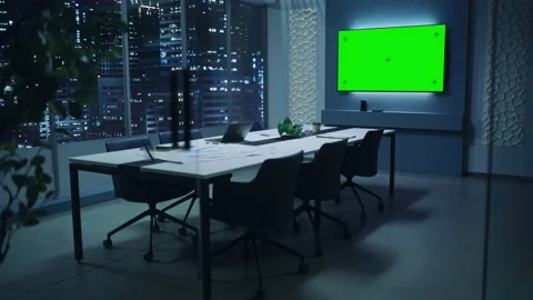 Office Meeting Room with Green Screen Di... | Stock Video | Pond5