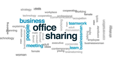 Office sharing animated word cloud, text... | Stock Video | Pond5