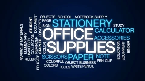 Office supplies animated word cloud, tex... | Stock Video | Pond5