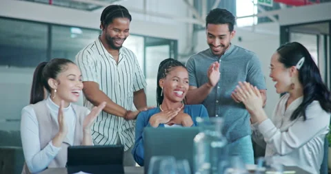 Office team, success applause and black ... | Stock Video | Pond5