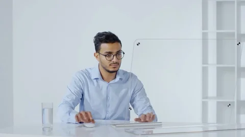 Office Worker Using Invisible AR Interfa... | Stock Video | Pond5