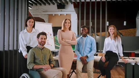 Office workers of different races smile ... | Stock Video | Pond5