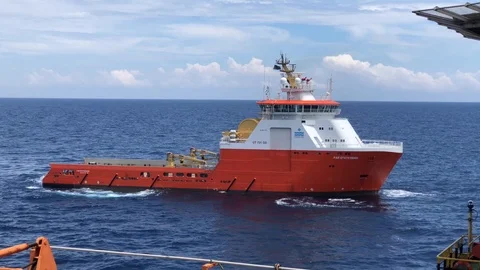 Offshore anchor handling vessel maneuver... | Stock Video | Pond5