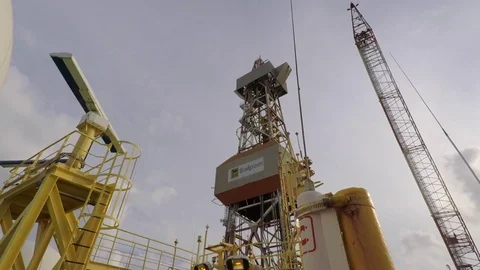 Offshore drilling rigs derrick, antennas... | Stock Video | Pond5