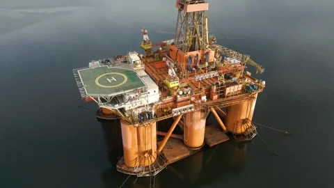 offshore oil rig drilling platform helip... | Stock Video | Pond5